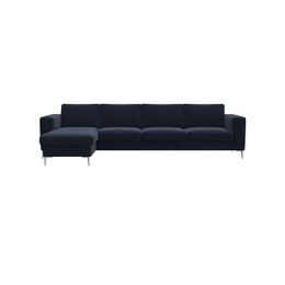 FLEXLUX Ecksofa &raquo;Fiore, super Sitzkomfort durch Kaltschaum im Sitz, L-Form&laquo; breite Armlehnen, F&uuml;&szlig;e Alu blau 100% Polyester
