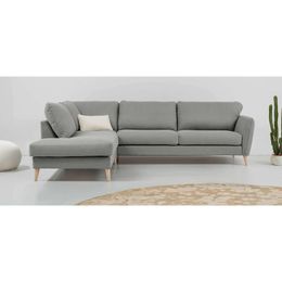 Home Affaire Ecksofa &raquo;MARSEILLE 278/202 cm, L-Form, Ottom. rechts/links, verschiedene Bez&uuml;ge&laquo; Massivholzbeine Eiche, Landhausstil, Wellenunterfederung