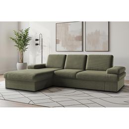 Sit & More sit&more Ecksofa &raquo;Moreno L-Form, B: 247 cm&laquo; mit Armteilverstellung, optional Bettfunktion gr&uuml;n 100% Polyester