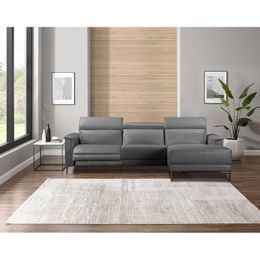 OTTO home Ecksofa &raquo;LUND, L-Form, 261cm, man. o. elektr. Relaxfunktion (mit USB-A)&laquo; und Kopfteilverstellung grau Echtleder 100% Echtleder;Kunstleder 