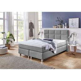 Westfalia Schlafkomfort Boxspringbett mit Topper grau Bezug Bett: Feinstruktur 100% Polyester;Bezug Bonnell-Federkernmatratze: 100% Polyester;Bezug Kaltschaummatratze: 100% 