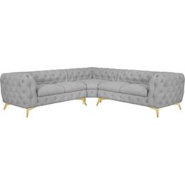 Home Affaire Chesterfield-Sofa &raquo;Ecksofa GLYNIS L-Form mit Wellenunterfederung, Ma&szlig;e B/T/H 264/264/75cm&laquo; aufw&auml;ndige Knopfheftung, moderne Chesterfield 
