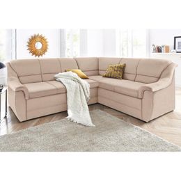 DOMO collection Ecksofa &raquo;Lale zeitlose Formensprache, komfortabel, Breite 251cm, L-Form&laquo; mit langem Schenkel, wahlweise mit Bettfunktion beige 
