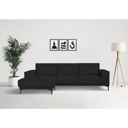 OTTO home Ecksofa &raquo;Polsterecke Oland, Struktur, Flachgewebe, Luxus-Microfaser, Boucle&laquo; L-Form, 280 cm, Wellenunterfederung, Skandi-Design, Metallf&uuml;&szlig;e 