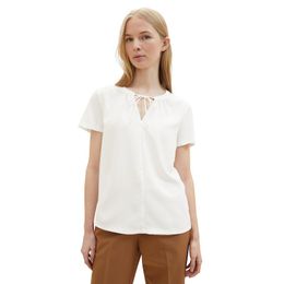 Tom Tailor Damen Tom Tailor T-Shirt mit Henley-Ausschnitt wei&szlig; L (40)