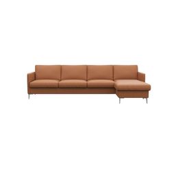 FLEXLUX Ecksofa &raquo;Fiore, L-Form, bequem und komfortabel durch hochwertigem Sitzaufbau&laquo; schmale Armlehnen, Kaltschaum, F&uuml;&szlig;e Alu braun
