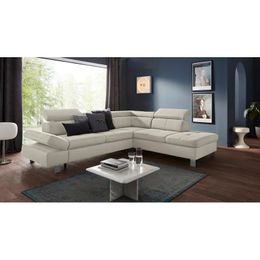 exxpo - sofa fashion Ecksofa &raquo;Fiji, L-Form&laquo; mit Kopf- bzw. R&uuml;ckenverstellung, wahlweise mit Bettfunktion beige Luxus-Kunstleder;Webstoff (100% 