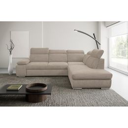 WERK2 Ecksofa &raquo;Alicante Cord, inkl. Bettfunktion & Bettkasten, Breite 280cm, L-Form&laquo; Schlafsofa mit Bettkasten & verstellbaren Kopfst&uuml;tzen. 90% 
