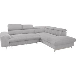 COTTA Ecksofa &raquo;Chef L-Form&laquo; mit Kopfteilverstellung, wahlweise mit Bettfunktion & Bettkasten grau Chenille (90% Polyester, 10% Polyamid);Struktur (100