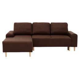 Home Affaire Ecksofa &raquo;Samu L-Form&laquo; wahlweise mit Bettfunktion und Bettkasten braun Microfaser PRIMABELLE (100% Polyester);Samtoptik (100% Polyester);