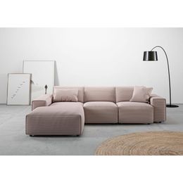 Home Affaire Ecksofa &raquo;Glimminge L-Form auch in Breitcord, Feincord + Easy care-Bezug,&laquo; Breite 264, Zierkissen rosa 12% Polyaxryl, 88% Polyester