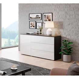 OTTO home Sideboard &raquo;PARIS&laquo; 1 Stk. tlg. Moderne 110cm breite grifflose Kommode, vielseitig einsetzbar schwarz-wei&szlig;