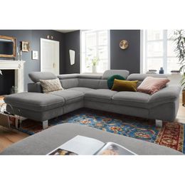 COTTA Ecksofa &raquo;Driver L-Form&laquo; mit Kopfteilverstellung, wahlweise mit Bettfunktion & Bettkasten grau Struktur (100% Polyester);Chenille (90% Polyester,