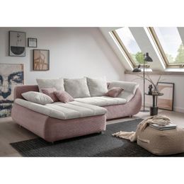 Home Affaire Ecksofa &raquo;Imola, bequem, aktuelle Steppung im Sitz, L-Form, Breite 270cm&laquo; wahlweise mit Bettfunktion rosa Microfaser PRIMABELLE (100% 