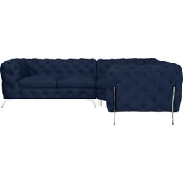 Home Affaire Chesterfield-Sofa &raquo;Amaury L-Form&laquo; moderne Chersterfield-Optik, Breite 262 cm, Fu&szlig;farbe w&auml;hlbar blau Struktur (100% Polyester);Samtoptik (