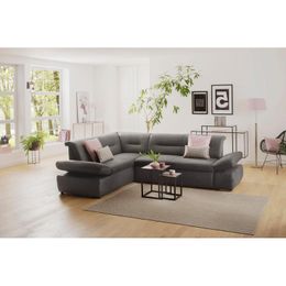 Home Affaire Ecksofa &raquo;Avesa L-Form&laquo; Wahlweise mit Arm- und Bettfunktion, B/T/H: 275/211/80 cm grau 100% Polyester