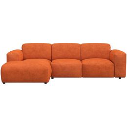 FLEXLUX Ecksofa &raquo;Lucera Chaislongue rechts oder links, L-Form, bequem&laquo; modern & anschmiegsam, Kaltschaum, Stahl-Wellenunterfederung orange 85% 