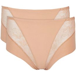 Nina von C. Damen Taillenslip &raquo;"Cotton Shape"&laquo; 2er Pack, eng, elastisch, atmungsaktiv, bequem, feminin, mit Spitze, Baumwollmix beige 36