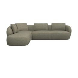 FLEXLUX Ecksofa &raquo;Torino, rund, L-Form, Sofa-Ecke mit Ottomane&laquo; Modernes, organisches Sofa-Design, Kaltschaum, Wellenunterfederung gr&uuml;n