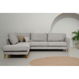 Home Affaire Ecksofa &raquo;MARSEILLE 278/202 cm, L-Form, Ottom. rechts/links, verschiedene Bez&uuml;ge&laquo; Massivholzbeine Eiche, Landhausstil, Wellenunterfederung