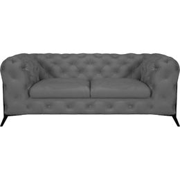 Home Affaire Chesterfield-Sofa &raquo;Amaury&laquo; aufw&auml;ndige Knopfheftung, moderne Chesterfield Optik, Fu&szlig;farbe w&auml;hlbar grau Struktur (100% Polyester9;Samtoptik