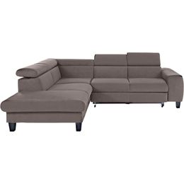 COTTA Ecksofa &raquo;Morven L-Form&laquo; wahlweise mit Bettfunktion, Bettkasten & Wireless-Charger grau Microfaser PRIMABELLE (100% Polyester);Flachgewebe (100% 