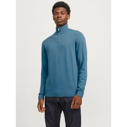 Jack & Jones Jack & Jones Herren Troyer &raquo;JJEEMIL KNIT HALF ZIP NOOS&laquo; Baumwollmischung, regular fit blau S