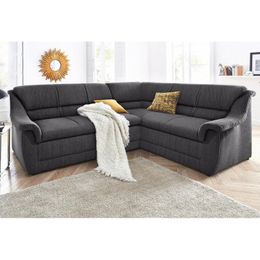 DOMO collection Ecksofa &raquo;Lale zeitlose Formensprache, komfortabel, Breite 251cm, L-Form&laquo; mit langem Schenkel, wahlweise mit Bettfunktion grau Struktur