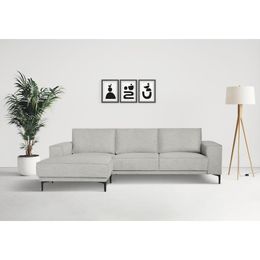 OTTO home Ecksofa &raquo;Polsterecke Oland, Struktur, Flachgewebe, Luxus-Microfaser, Boucle&laquo; L-Form, 280 cm, Wellenunterfederung, Skandi-Design, Metallf&uuml;&szlig;e 