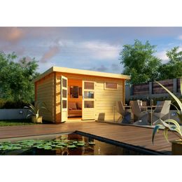 Karibu Gartenhaus &raquo;Schlo&szlig;see 8&laquo; natur, anthrazit oder terragrau beige Holzwerkstoff
