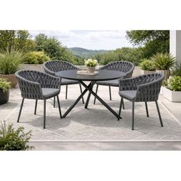 Destiny Garten-Essgruppe &raquo;MOLINO BARLETTA Essgruppe 4 Se + Tisch &Oslash;110cm&laquo; Set Aluminium, Wicker/Kunststoffgeflecht