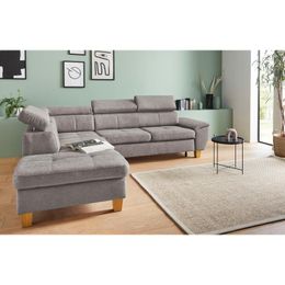 exxpo - sofa fashion Ecksofa &raquo;Enya, hoher Sitzkomfort, Breite 266cm, bequem, 12cm hohe F&uuml;&szlig;e, L-Form&laquo; mit Kopfteilverstellung, wahlweise Bettfunktion u
