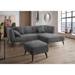 Home Affaire Ecksofa &raquo;Colori Polsterm&ouml;bel mit zeitlos eleganter R&uuml;ckenf&uuml;hrung. L-Form&laquo; Holzfu&szlig;farbe w&auml;hlbar, inkl. 4x Zierkissen grau 100% Polyester