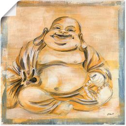 Artland Wandbild &raquo;Fr&ouml;hlicher Buddha I&laquo; Religion 1 Stk. tlg. als Leinwandbild, Poster in verschied. Gr&ouml;&szlig;en beige