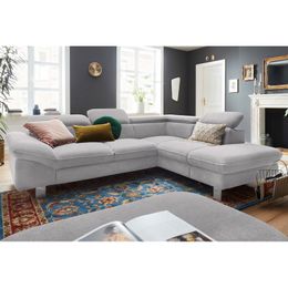 COTTA Ecksofa &raquo;Driver L-Form&laquo; mit Kopfteilverstellung, wahlweise mit Bettfunktion & Bettkasten grau Struktur (100% Polyester);Chenille (90% Polyester,