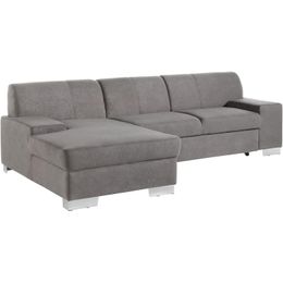 DOMO collection Ecksofa &raquo;Star, zeitlose Formensprache, elegante Optik, Breite 248cm, L-Form&laquo; wahlweise mit Bettfunktion grau Softlux -Kunstleder;