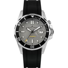 Jacques Lemans Herren Kineticuhr &raquo;Hybromatic&laquo; Armbanduhr, Herrenuhr, Silikonarmband, analog, Tag schwarz