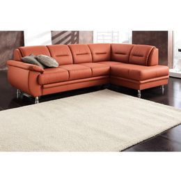 Sit & More sit&more Ecksofa &raquo;Mailand L-Form, B: 250 cm&laquo; optional Bettfunktion orange Luxus-Kunstleder;Kunstleder Softlux ;NaturLEDER (echtes Rindleder)/Korpus 