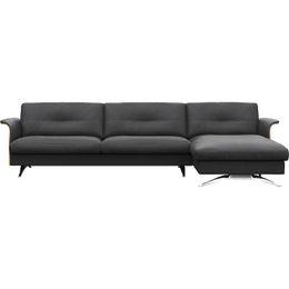 FLEXLUX Ecksofa &raquo;Glow Designsofa, bequem und komfortabel durch hochwertigen Sitzaufbau&laquo; L-Form, Modernes skandinavisches Design schwarz 100% Echteder
