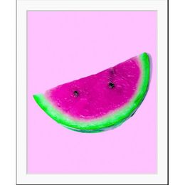 queence Bild &raquo;Mika&laquo; Essen Figuren Kunst Lebensmittel Obst Obst Bilder 1 Stk. tlg. HD Premium Poster-Druck inkl. Holzrahmen rosa Acrylglas, Holz, 