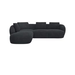 FLEXLUX Ecksofa &raquo;Torino, rund, L-Form, Sofa-Ecke mit Ottomane&laquo; Modernes, organisches Sofa-Design, Kaltschaum, Wellenunterfederung grau 100% Polyester