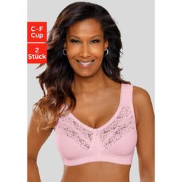 Petite Fleur Damen Petite Fleur Entlastungs-BH 2 St&uuml;ck, ohne B&uuml;gel, Baumwollqualit&auml;t, Packung rosa 75, Cup C