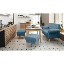 Home Affaire Hocker &raquo;Scalea&laquo; mit Federkern-Polsterung blau Microfaser in Antiklederoptik (100% Polyester);Struktur fein (100% Polyester);Luxus-