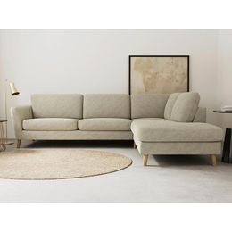 Home Affaire Ecksofa &raquo;MARSEILLE 278/202 cm, L-Form, Ottom. rechts/links, verschiedene Bez&uuml;ge&laquo; Massivholzbeine Eiche, Landhausstil, Wellenunterfederung