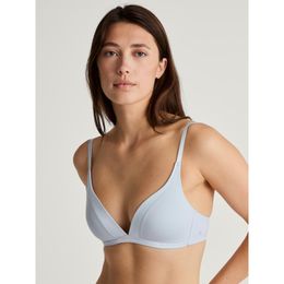 Calida Damen Calida Triangel-BH &raquo;Cate&laquo; Satinblende, ohne B&uuml;gel, Single-Jersey Qualit&auml;t, elastisch, weich blau 70, Cup B