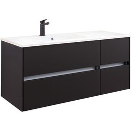 Waschtisch &raquo;Solid-Surface-Waschtisch mit Unterschrank Serie 6010,vormontiert,113cm&laquo; 2 Stk. tlg. Waschplatz, 4 Schubladen, LED-Beleuchtung, Badm&ouml;bel 