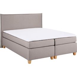 Home Affaire Boxspringbett &raquo;Houssay&laquo; inkl. Topper, 5 Breiten, 2 H&auml;rtegraden auch in &Uuml;berl&auml;nge 220 cm beige Struktur fein (100% Polyester)