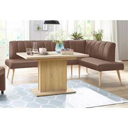 exxpo - sofa fashion Eckbank &raquo;Costa, moderne R&uuml;ckensteppung, bequem und elegant, hoher Holzfu&szlig;&laquo; hochwertig verarbeitet, Frei im Raum stellbar braun 
