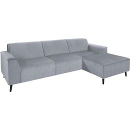 DOMO collection Ecksofa &raquo;Amora, inkl. Federkern, hoher Sitzkomfort, Breite 268 L-Form&laquo; mit Recamiere, zeitlos und elegant, Komfortsitzh&ouml;he 47cm silber