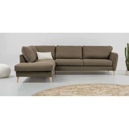 Home Affaire Ecksofa &raquo;MARSEILLE 278/202 cm, L-Form, Ottom. rechts/links, verschiedene Bez&uuml;ge&laquo; Massivholzbeine Eiche, Landhausstil, Wellenunterfederung
